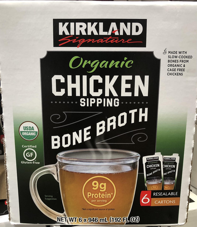 Kirkland Signature Organic Chicken Bone Broth, 32 Fl Oz, 6 Count ...