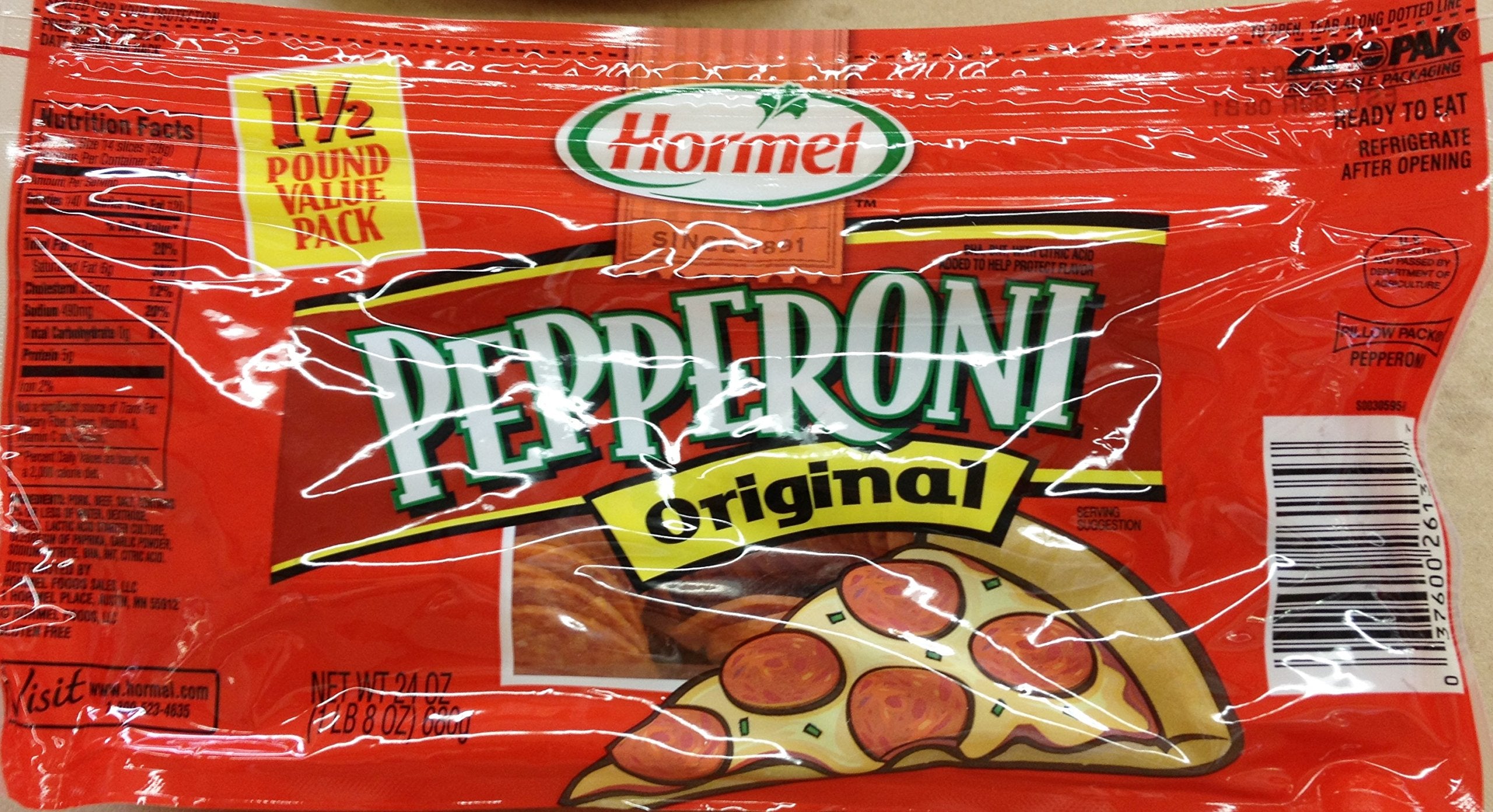 21 Ounce Hormel Pepperoni Deli Thin Sliced (1.5 Pounds Total), Pack of ...
